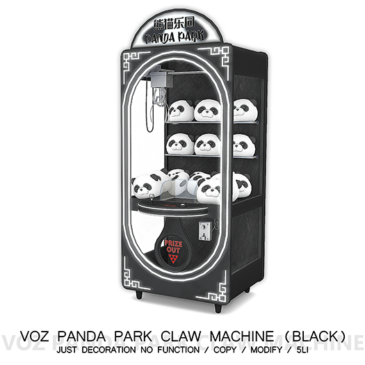 Second Life Marketplace - [VOZ] Panda Park Claw Machine (Black)